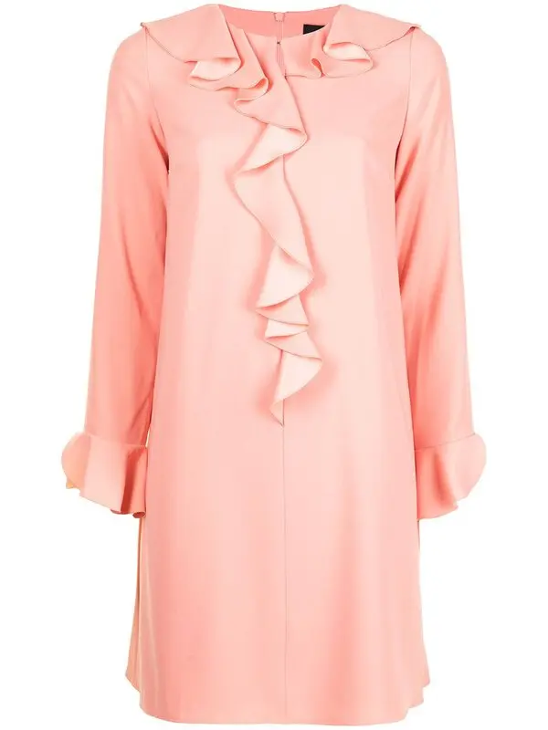 paule ka pink dress PAULE KA Women's Sheath Dress Business Ruffle Pink NWT Size FR 38 US 4 S  $1.100