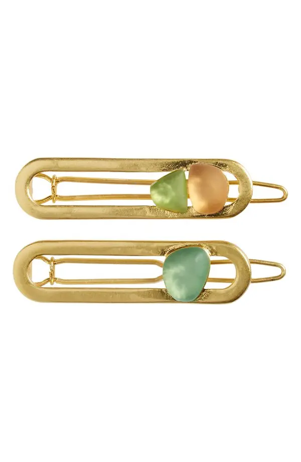 Madewell 2-Pack Seaglass Hair Clips - Green | Editorialist display picture 1