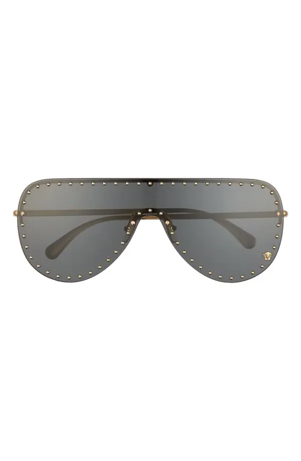 Versace 148mm Shield Sunglasses - Gold/ Dark Grey | Editorialist display picture 1