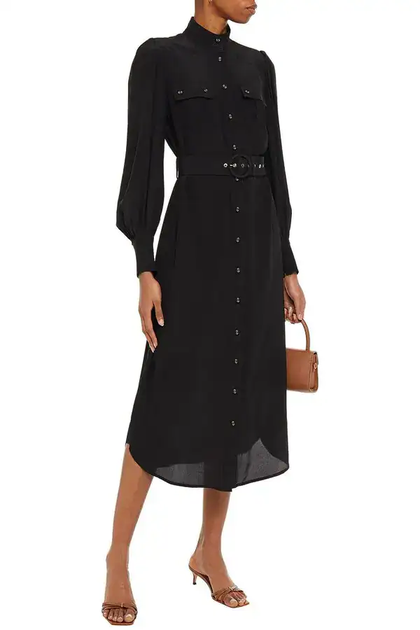 Zimmermann Espionage Utility Belted Silk Crepe De Chine Midi Dress Size In  Black - 45% Off | Editorialist