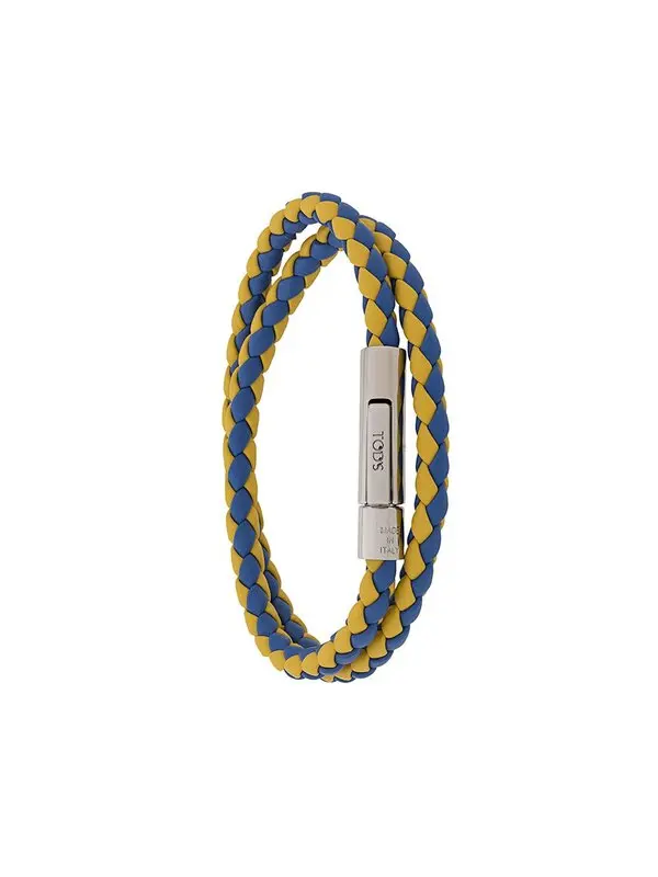 TOD'S Woven Leather Wrap Bracelet - Blue