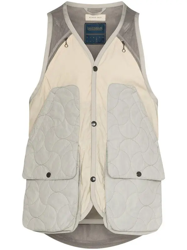 Nicholas Daley X Lavenham Sashiko Utility Gilet In Grey - 71% Off 