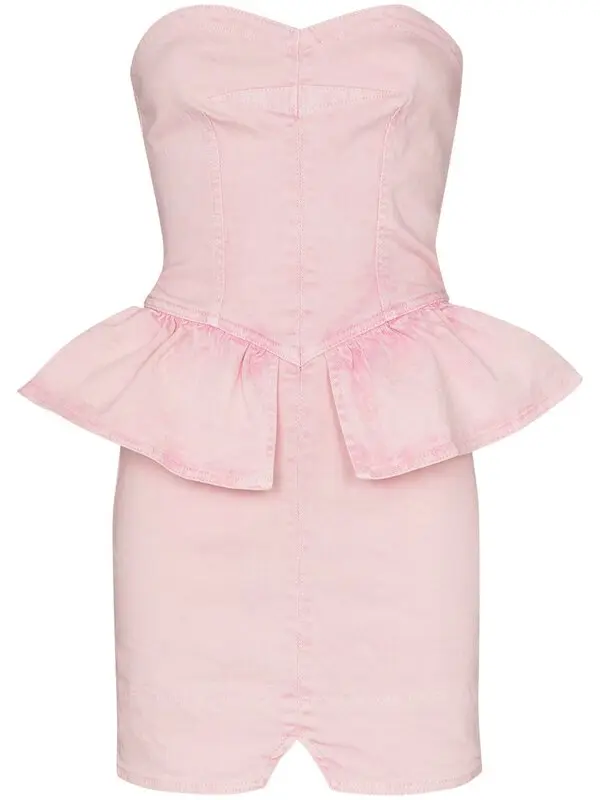 chinese dress ladies Qianna Baby Pink Peplum Drop Waist Chiffon Gown