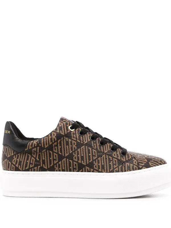 Buy Kurt Geiger Monogram-print Flatform Sneakers - Brown At 50% Off ...