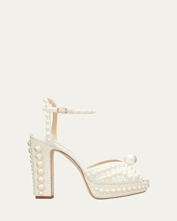 JIMMY CHOO Sacaria 120mm Platform Sandals - White/white