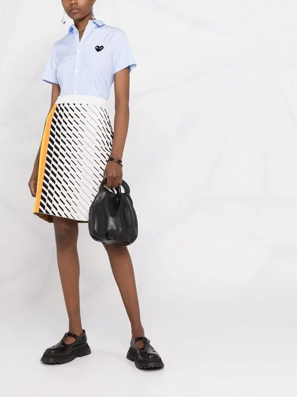 Play Comme Des Garcon Pinstriped Shirt With Heart Embroidery