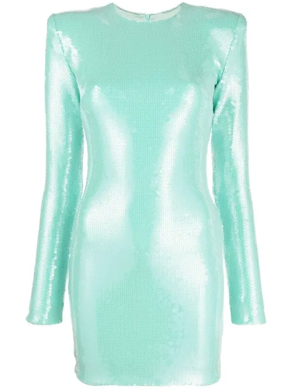 Alexandre Vauthier Structured-Shoulder Sequin-Embellished Mini Dress In  Green - 20% Off | Editorialist