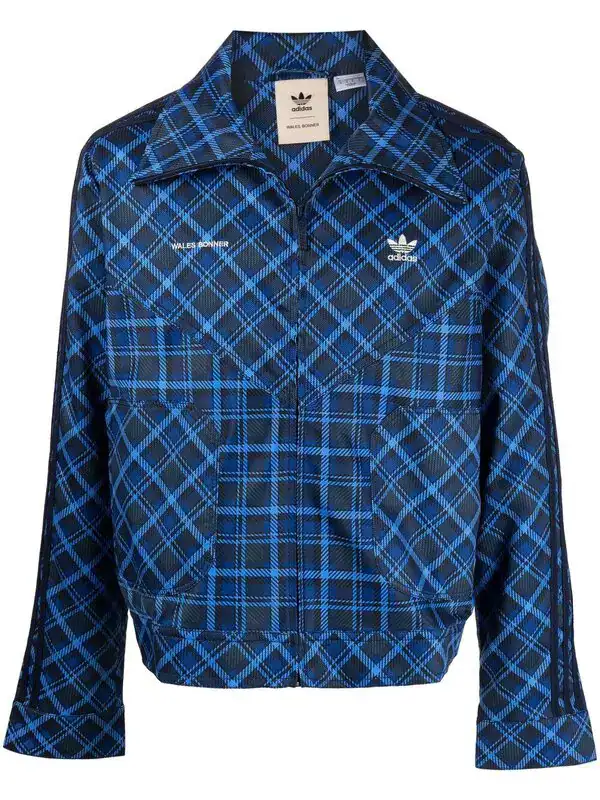 Adidas X Wales Bonner Tartan-Print Track Jacket In Blue - 14% Off 