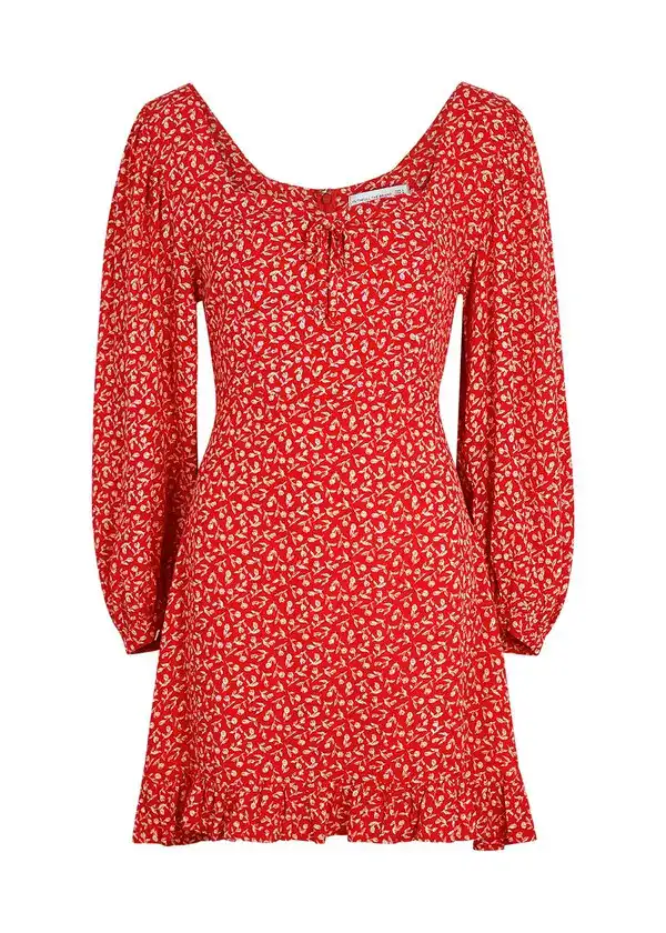 Faithfull The Brand Calla Floral-Print Mini Dress In Red - 51% Off |  Editorialist