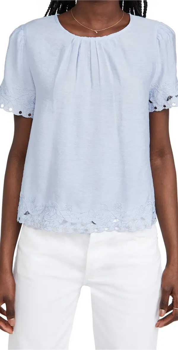 Moon River Eyelet Top - Blue | Editorialist