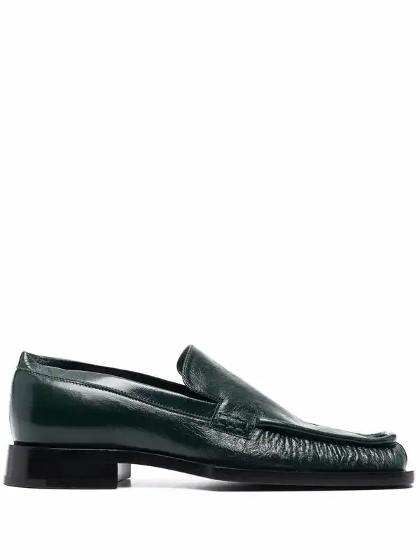 Jil Sander Square-Toe Loafers In Green - 44% Off | Editorialist