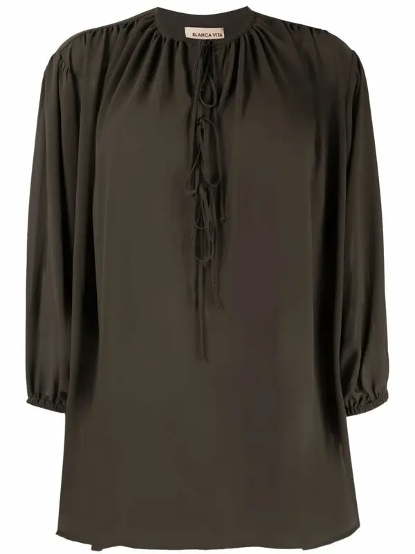 BLANCA VITA Begonia Lace-up Blouse