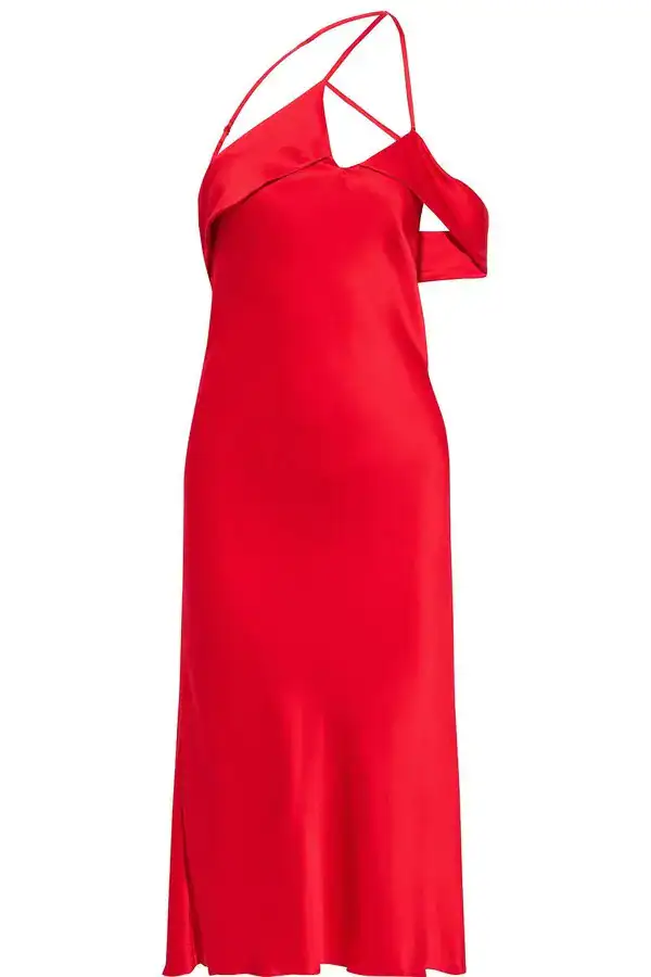 michelle mason one-shoulder draped silk dress Michelle Mason One-shoulder silk-satin gown - Women - Lavender Dresses
