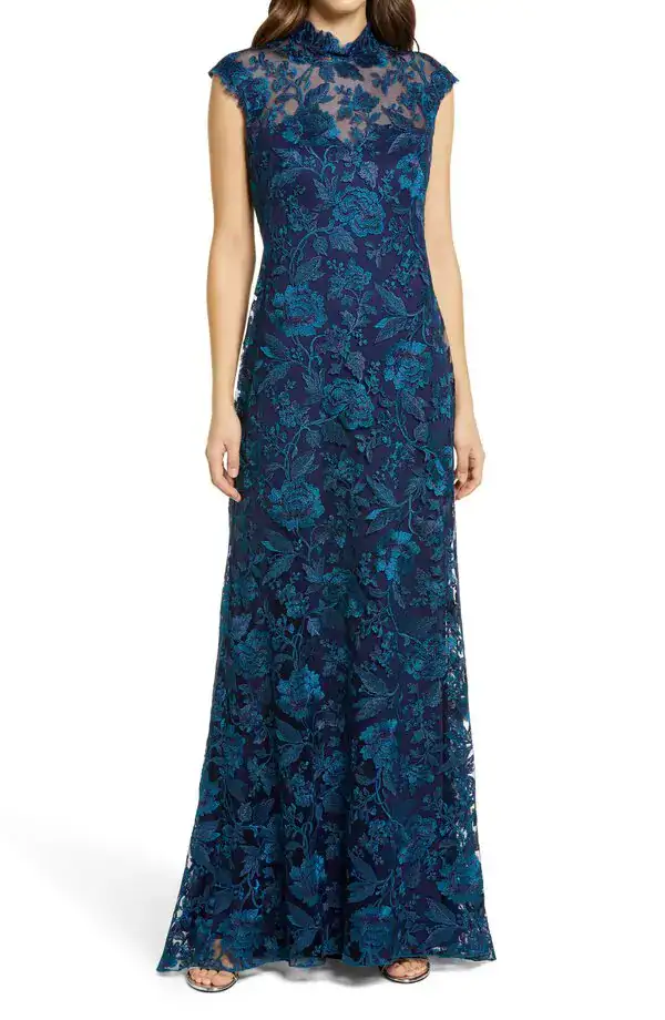 sachin and babi light blue dress Tadashi Shoji Covina Embroidered High-Low Illusion Dress main image 1