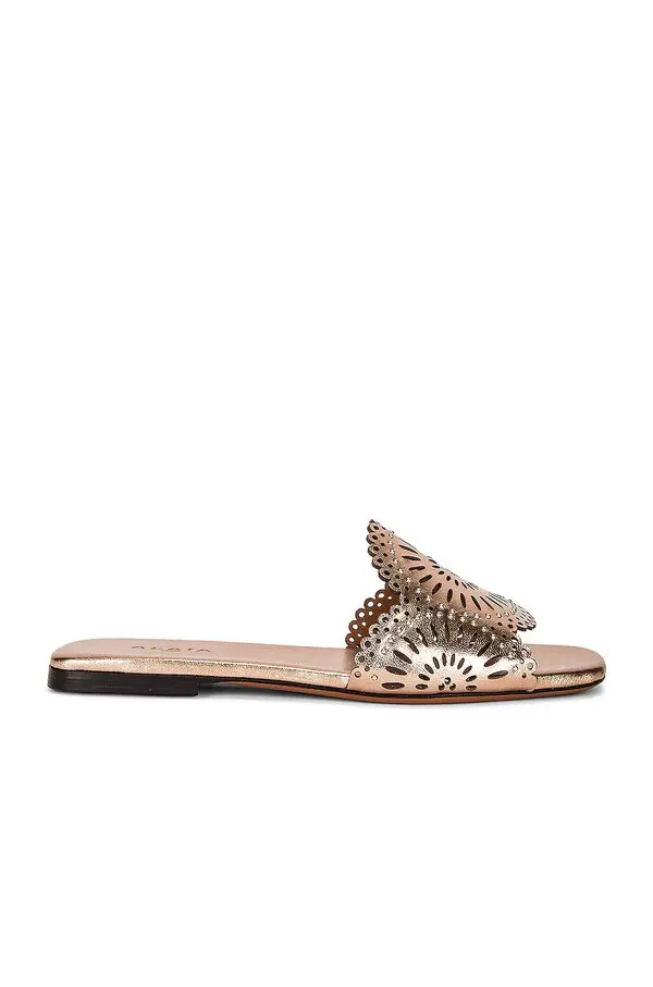 Alaïa Perforated Molukai Mules - Or Rose Brosse