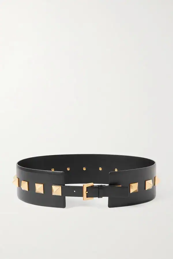 Valentino Garavani Studded Leather Waist Belt - Black  display picture 2
