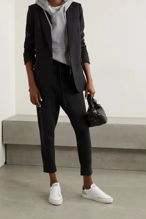 NILI LOTAN Nolan Cropped Track Pants - Black