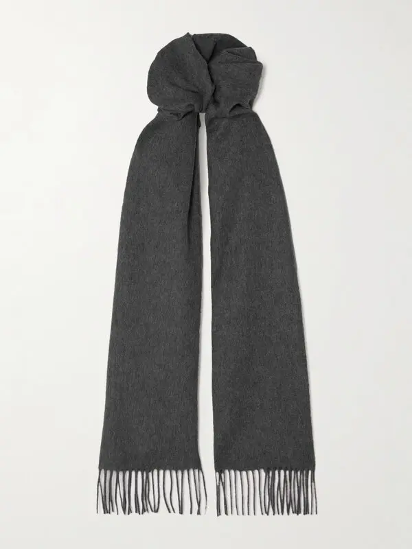 Johnstons Of Elgin Fringed Cashmere Scarf - Gray