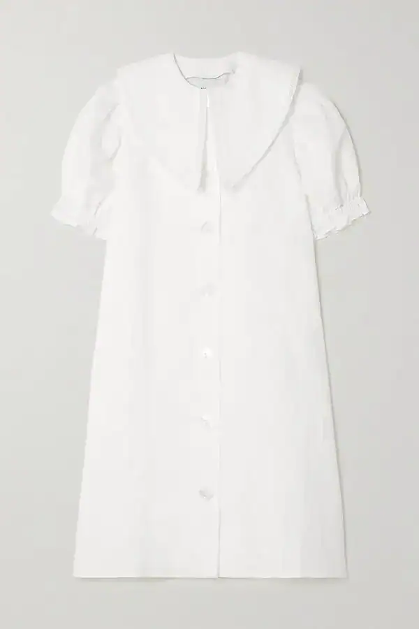 Sleeper Marie Convertible Linen Mini Dress And Scarf Set In White - 50% Off  | Editorialist