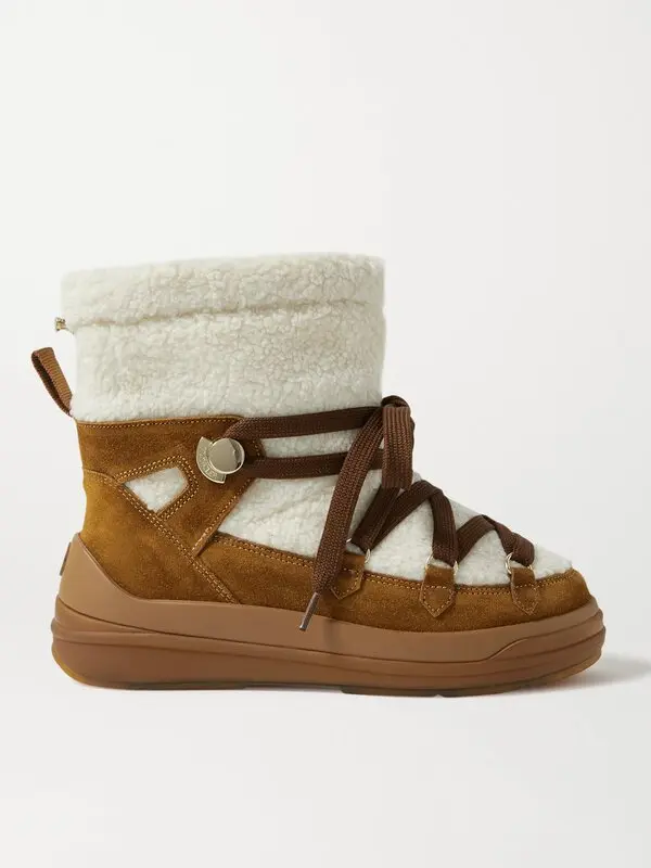 Moncler Insolux Suede And Shearling Snow Boots - Brown