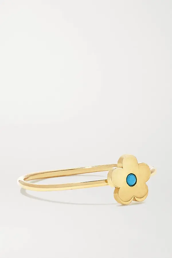 JENNIFER MEYER Mini Daisy 18-karat Turquoise Ring