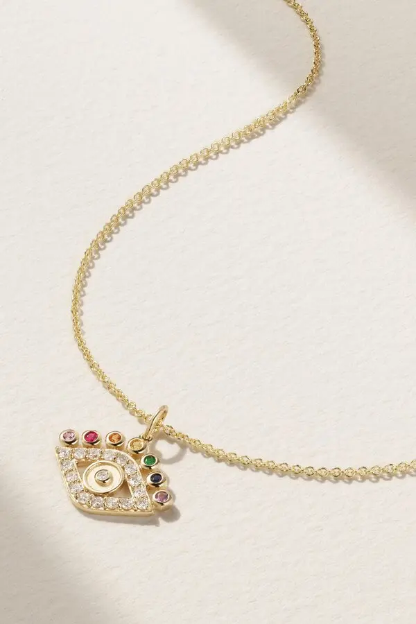 SYDNEY EVAN Evil Eye Multi-stone Necklace - Gold
