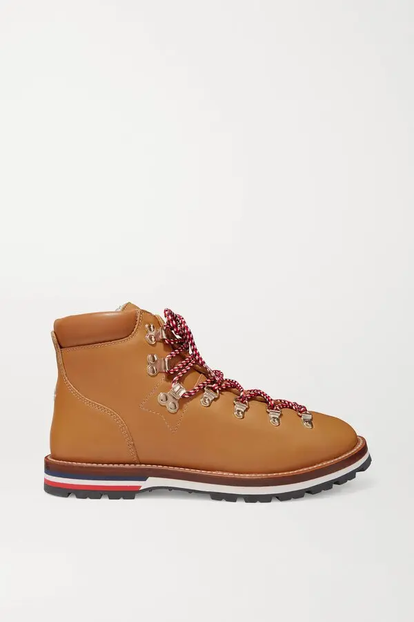 Moncler Blanche Shearling-lined Leather Ankle Boots
