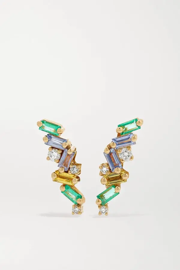 SUZANNE KALAN 18-karat -stone Drop Earrings - Multi