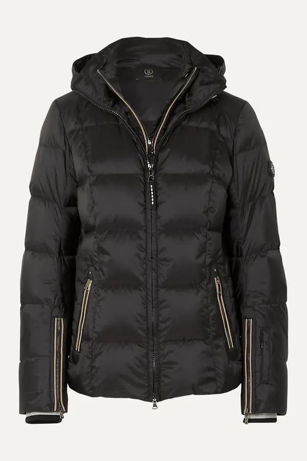 Bogner Coro-D Hooded Layered Quilted Down Ski Jacket Black