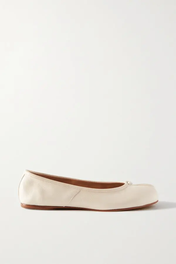 MAISON MARGIELA Tabi Split-toe Leather Ballet Flats - White