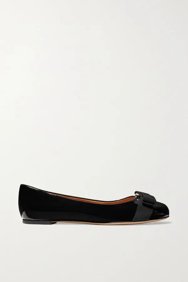 FERRAGAMO Varina Bow-embellished Ballet Flats - Black