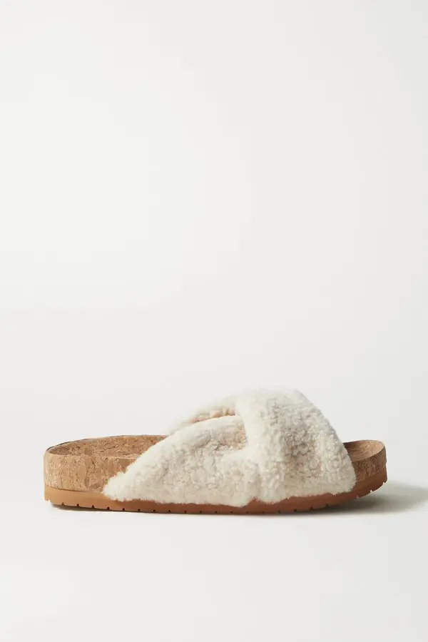 Vince Goran Shearling Slides Cream Editorialist