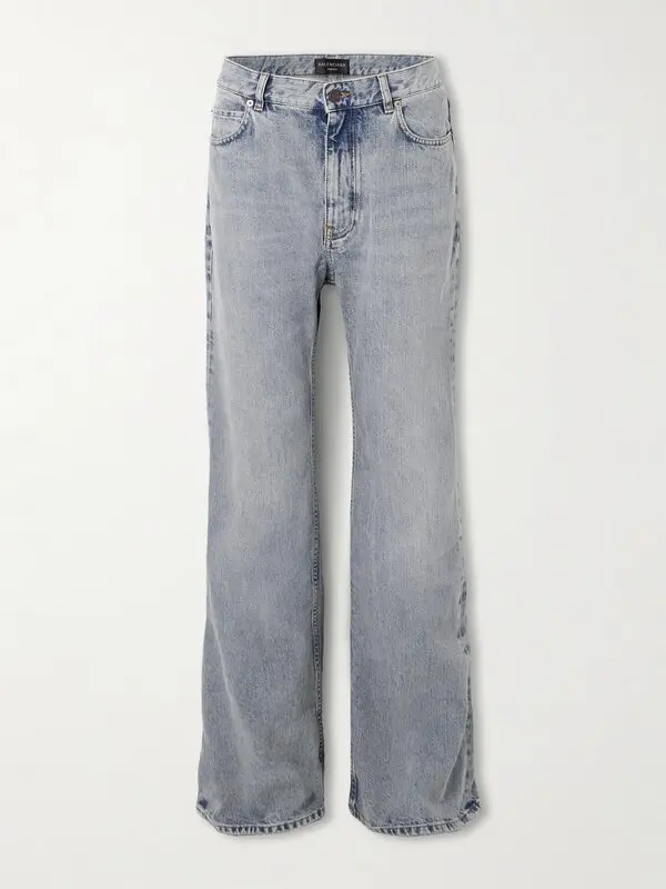 Balenciaga Distressed Low-rise Flared Jeans - Blue