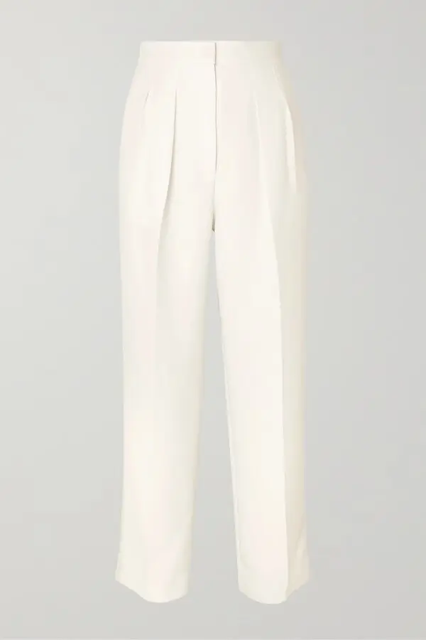 ROKSANDA Pleated Cady Straight-leg Trousers