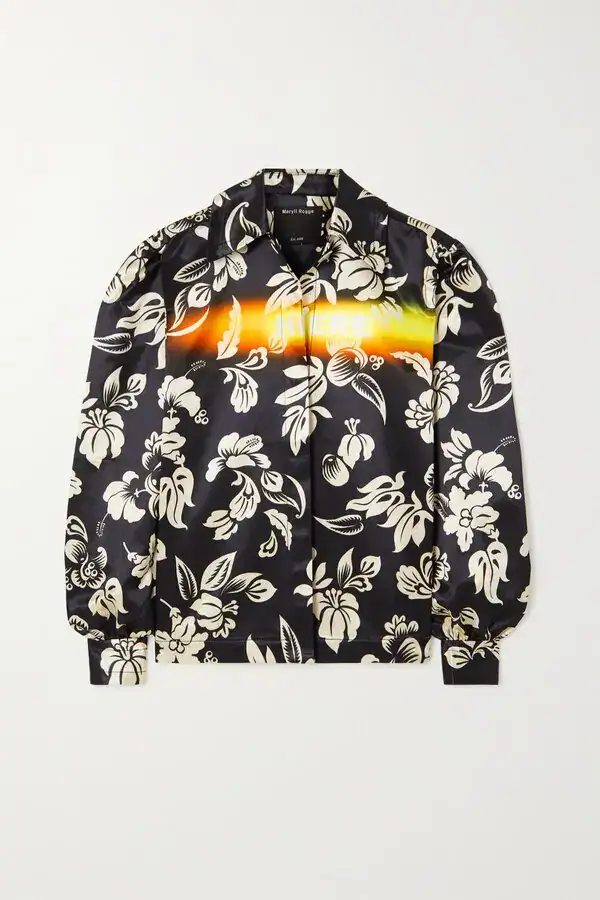 Meryll Rogge Floral-Print Cotton-Blend Satin Shirt In Blue - 80 