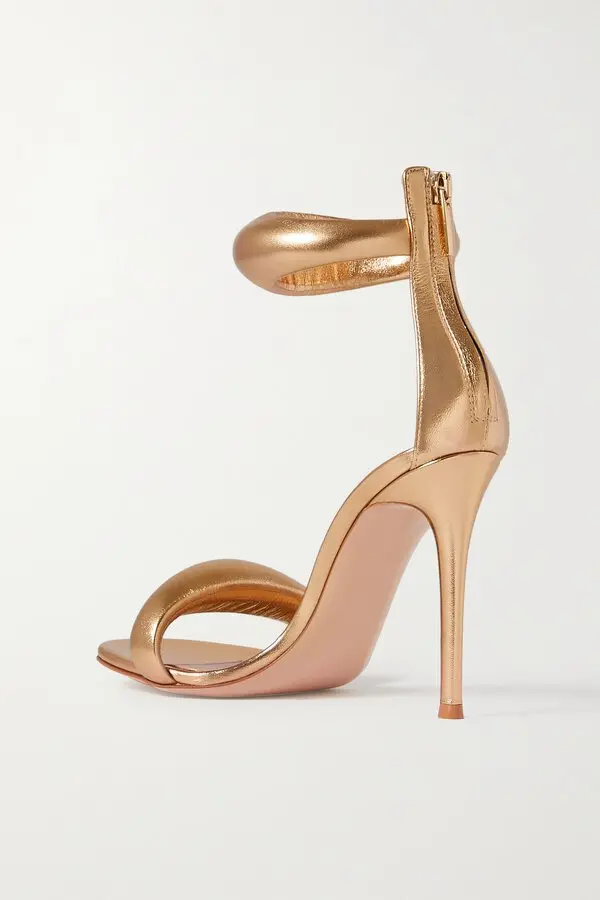 GIANVITO ROSSI Bijoux 105 Metallic Leather Sandals - Gold