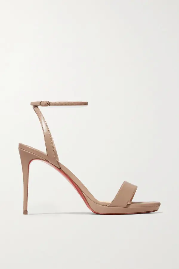 CHRISTIAN LOUBOUTIN Loubi Queen 100 Leather Sandals - Neutrals
