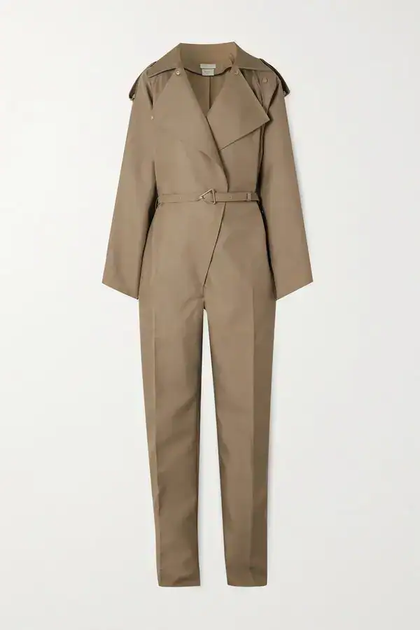 Bottega Veneta Belted Drill Jumpsuit - Neutrals | Editorialist