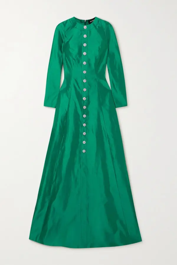RASARIO Crystal-embellished Mikado-silk Gown