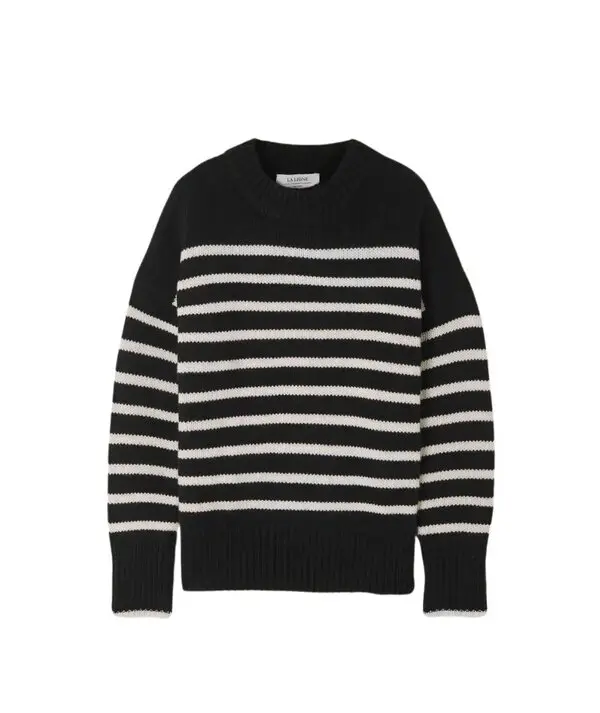 LA LIGNE Marin Striped Wool And Cashmere-blend Sweater - Black