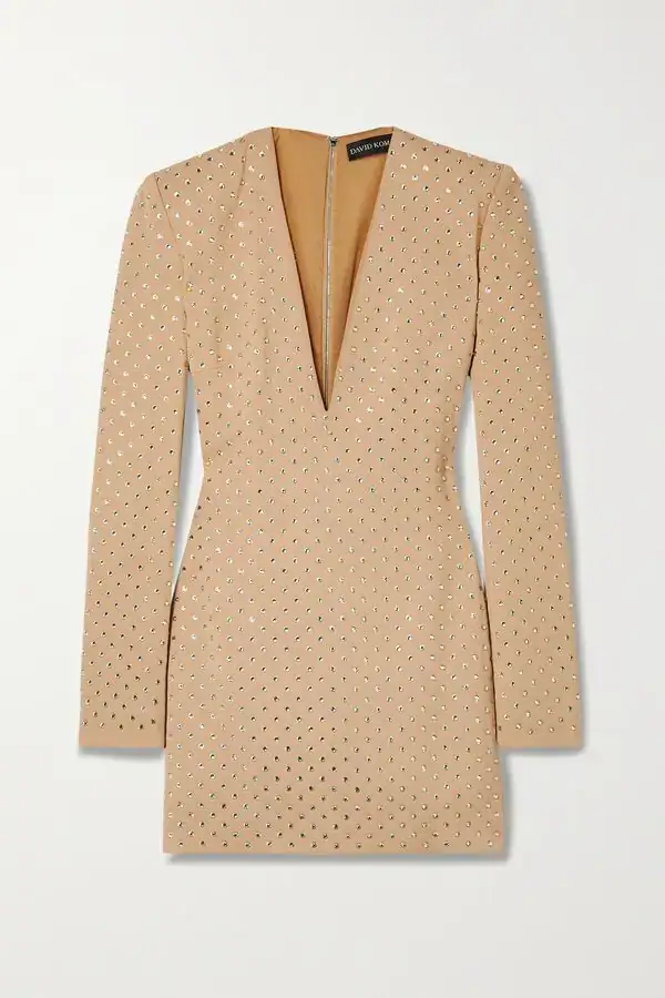 David Koma Crystal-Embellished Crepe Mini Dress In Neutrals - 60% Off |  Editorialist