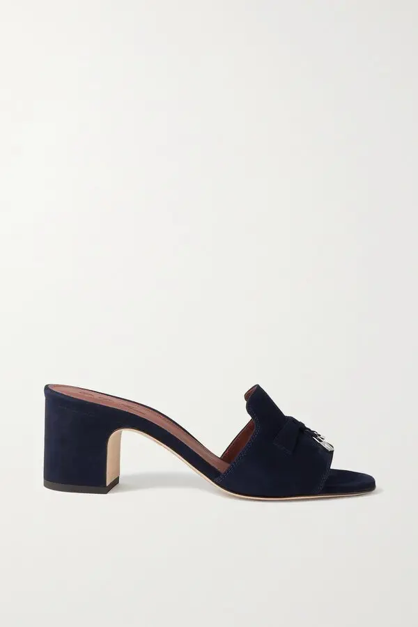Loro Piana Summer Charms Suede Mules - Blue