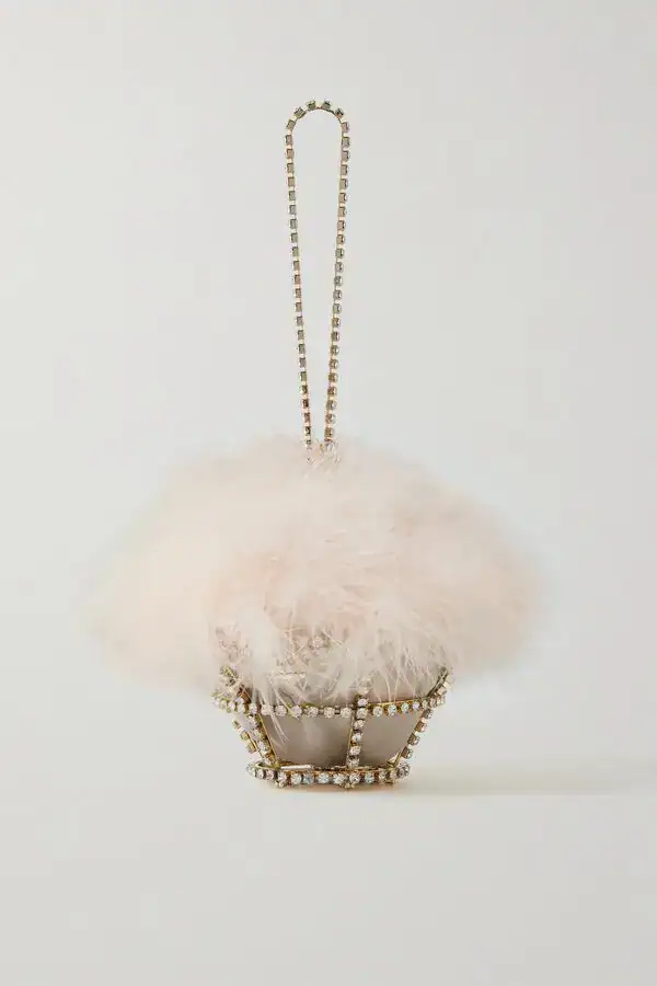 Rosantica Cupcake Feather And Crystal-Embellished Gold-Tone And
