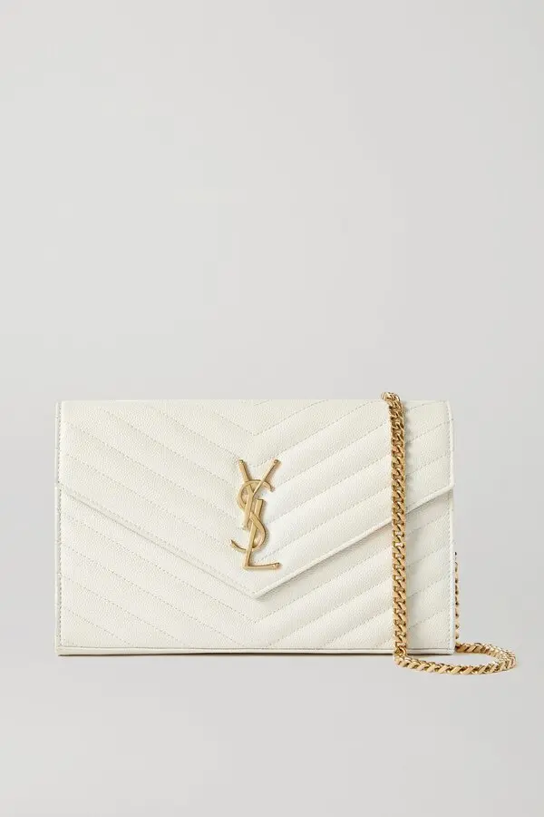 Saint Laurent Cassandre Chain Wallet - Cream