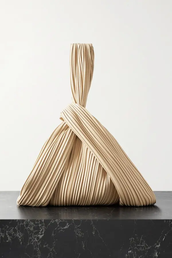 Nanushka Jen Knotted Pleated Vegan Leather Tote In Neutrals - 40 