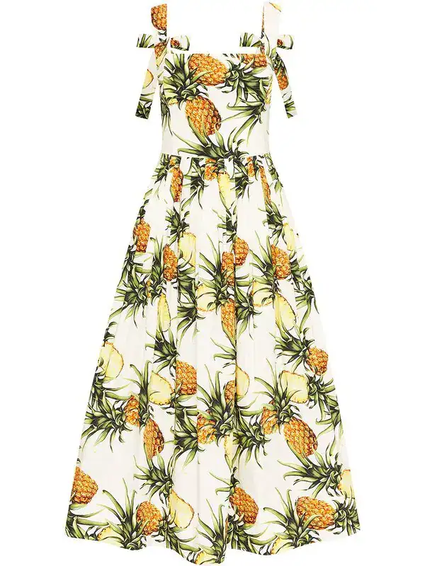 Oscar De La Renta Pineapple-Print Midi Dress In Neutrals - 50% Off |  Editorialist