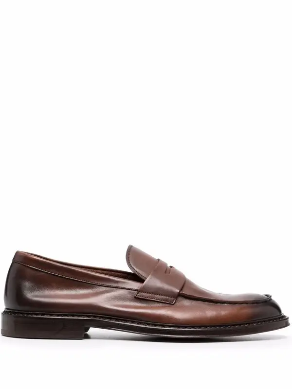 Doucal’s distressed loafers (brown). Men main image 4