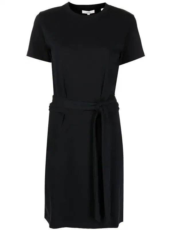 Vince Tie-Waist Cotton T-Shirt Dress - Black | Editorialist