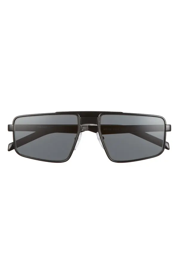Prada 57mm Irregular Sunglasses Black/ Dark Grey Editorialist
