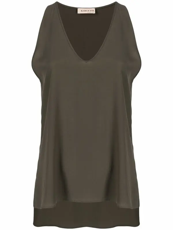 BLANCA VITA V-neck Tank - Green
